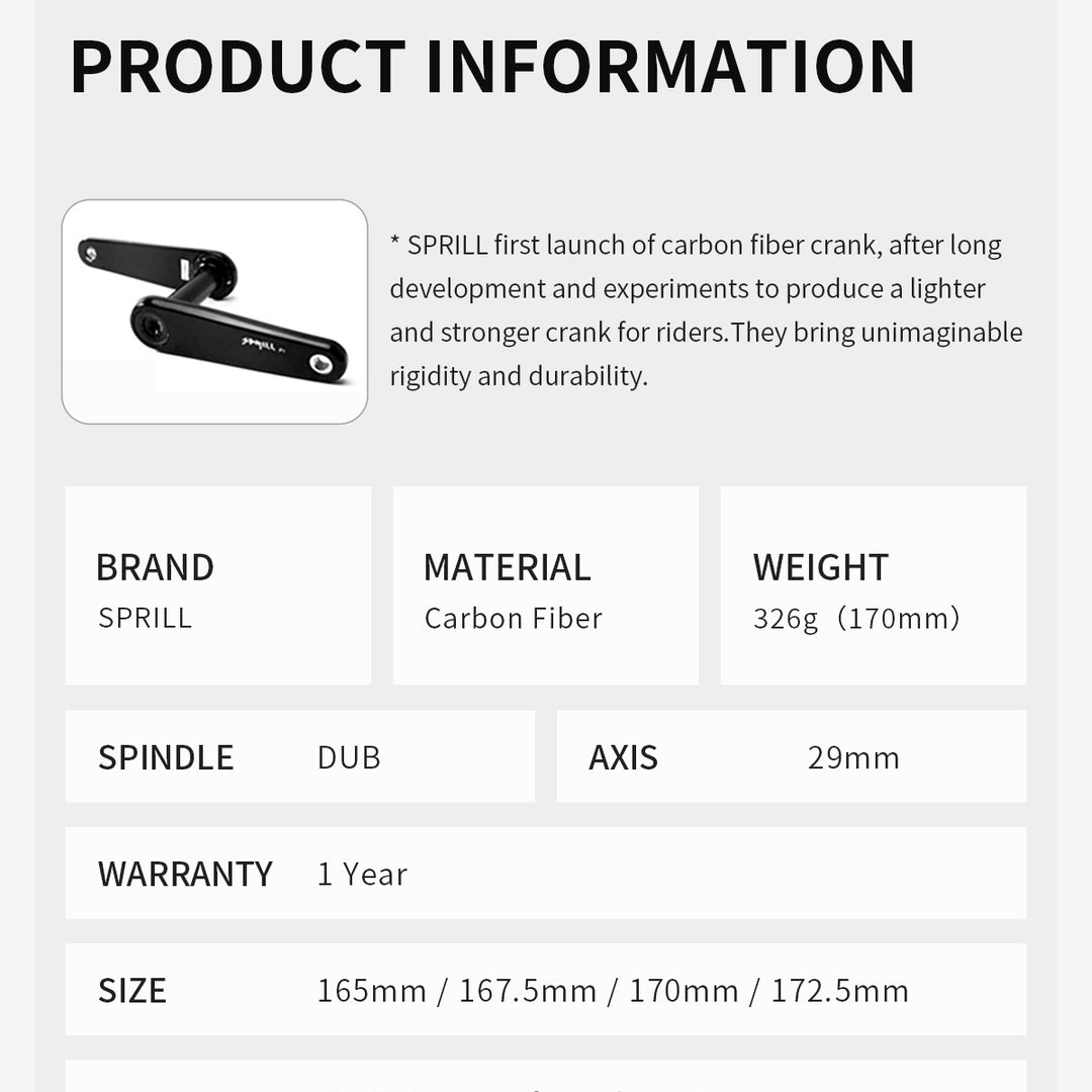 Sprill carbon fiber crank EASTON interface DUB spindle 29mm axis crank ...